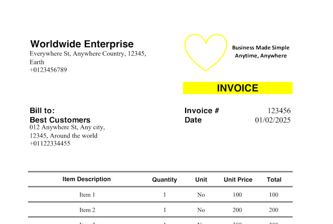 Create custom invoices in pdf, excel, and word format by Noor_aidil | Fiverr